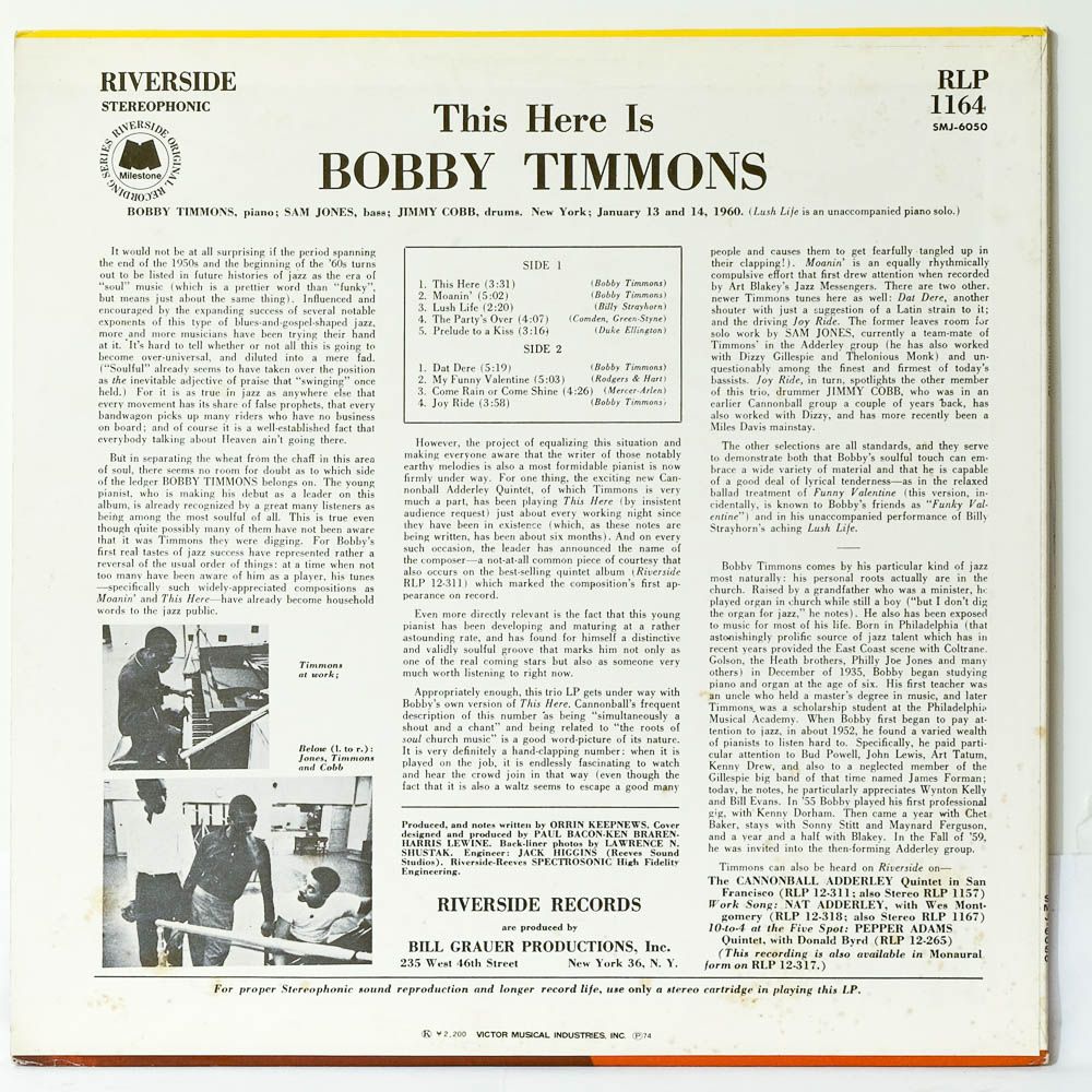 Bobby Timmons - This Here Is Bobby Timmons - Raw Music Store