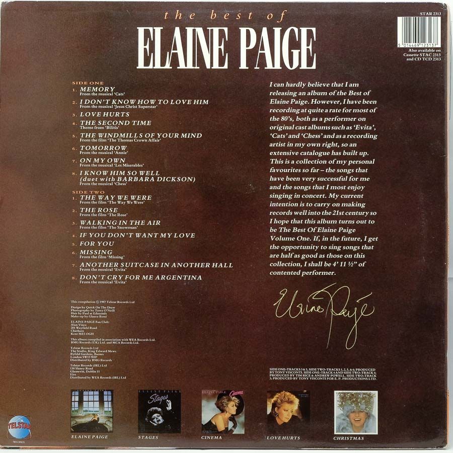 Elaine Paige - The Best Of Elaine Paige - Memories - Raw Music Store