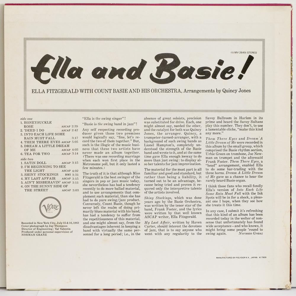 Ella Fitzgerald With Count Basie Orchestra - Ella And Basie! - Raw Music Store