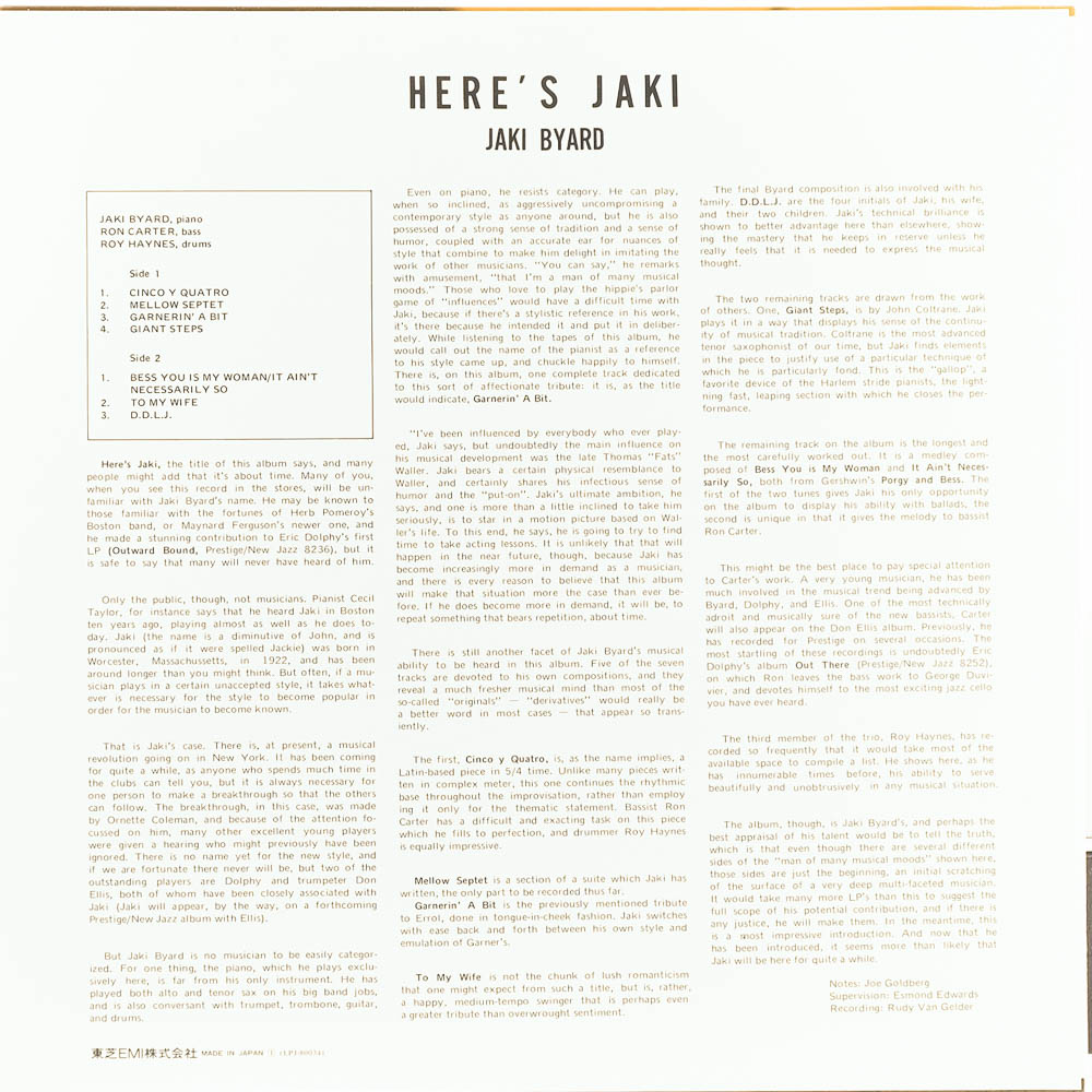 Jaki Byard - Here's Jaki - Raw Music Store