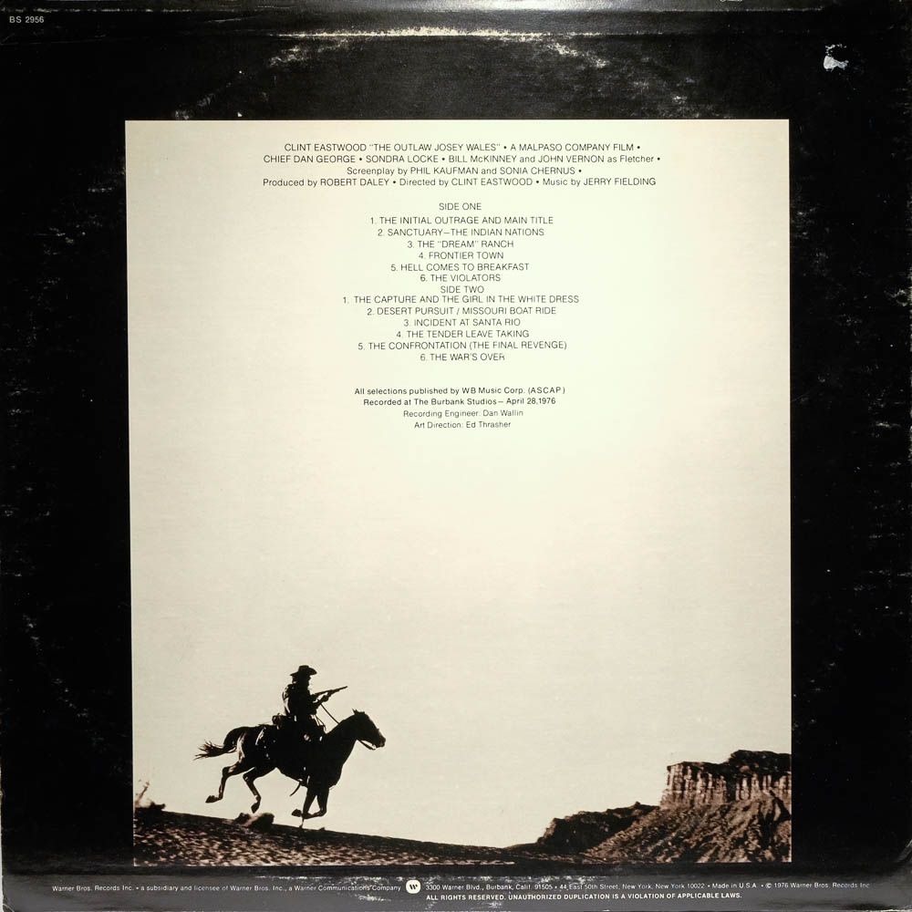 Jerry Fielding - The Outlaw Josey Wales (Original Sound Track) - Raw ...