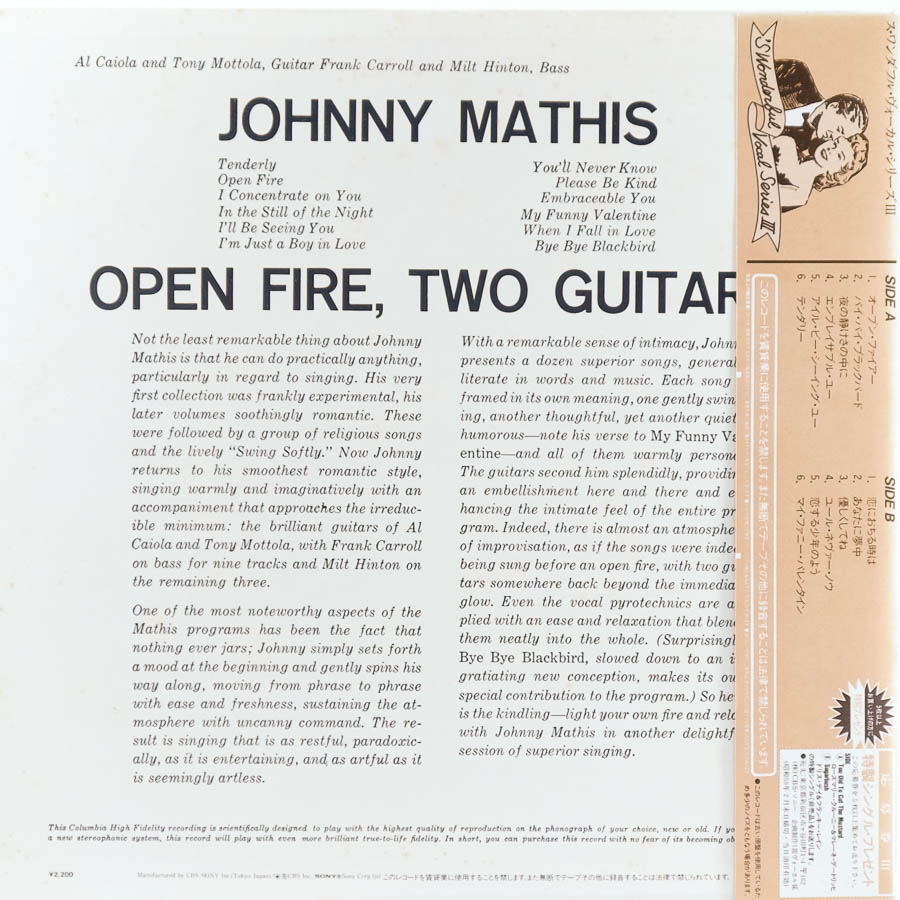 Johnny Mathis - Open Fire, Two Guitars - Raw Music Store