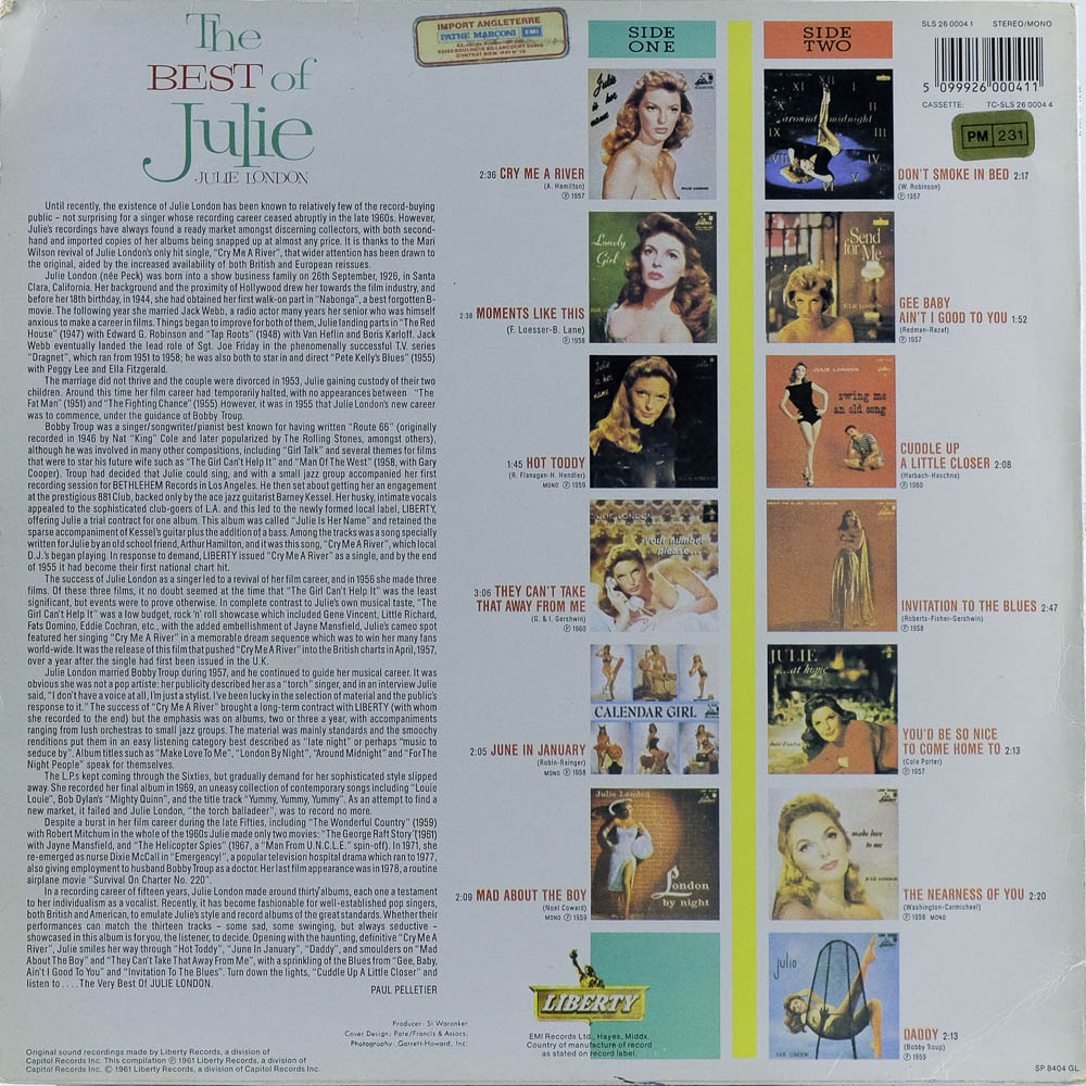 Julie London - The Best Of Julie - Raw Music Store