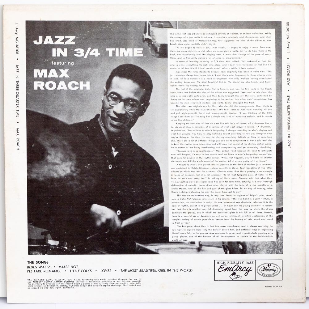 Max Roach - Jazz In 3/4 Time - Raw Music Store