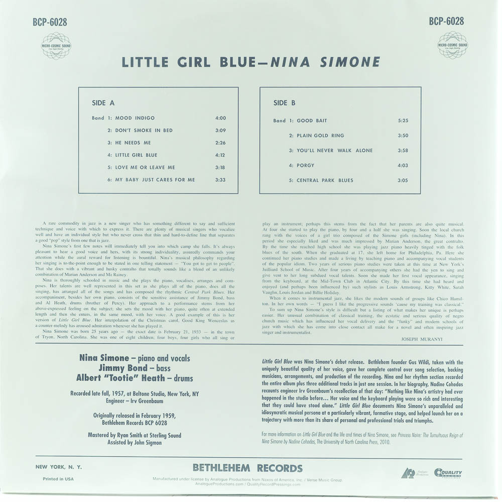 Nina Simone - Little Girl Blue - Raw Music Store