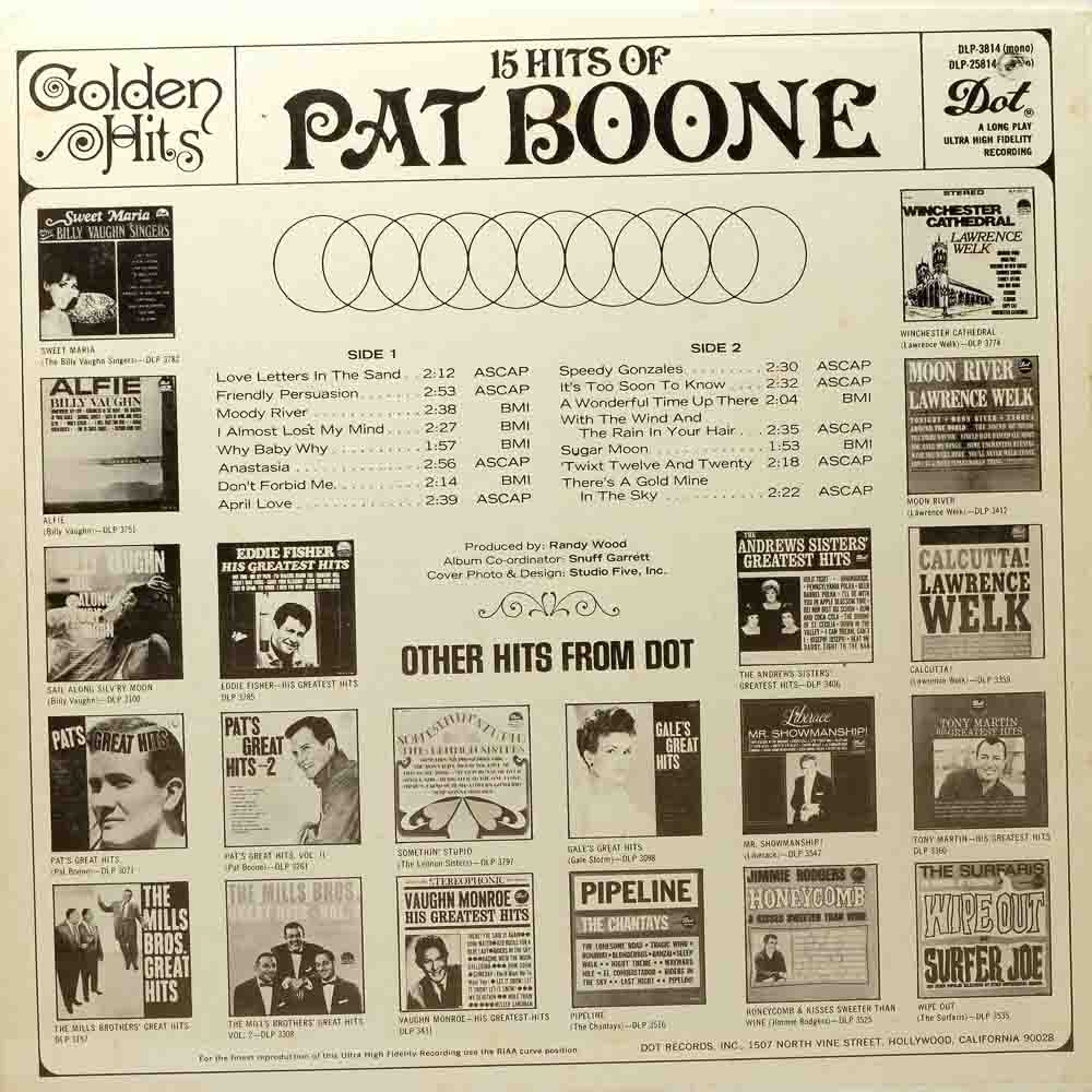 Pat Boone - Golden Hits - 15 Hits Of Pat Boone - Raw Music Store