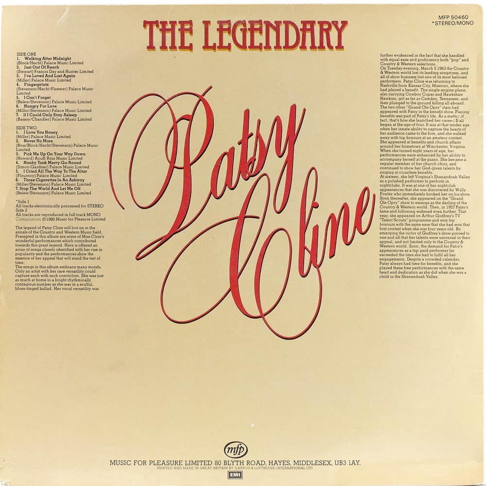 Patsy Cline - The Legendary Patsy Cline - Raw Music Store