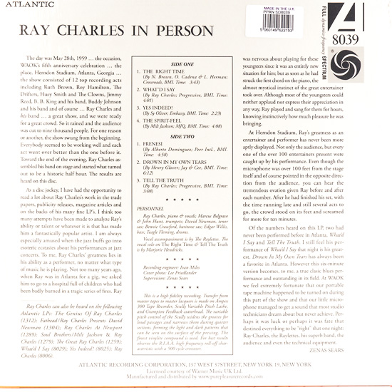 Ray Charles - Ray Charles In Person - Raw Music Store