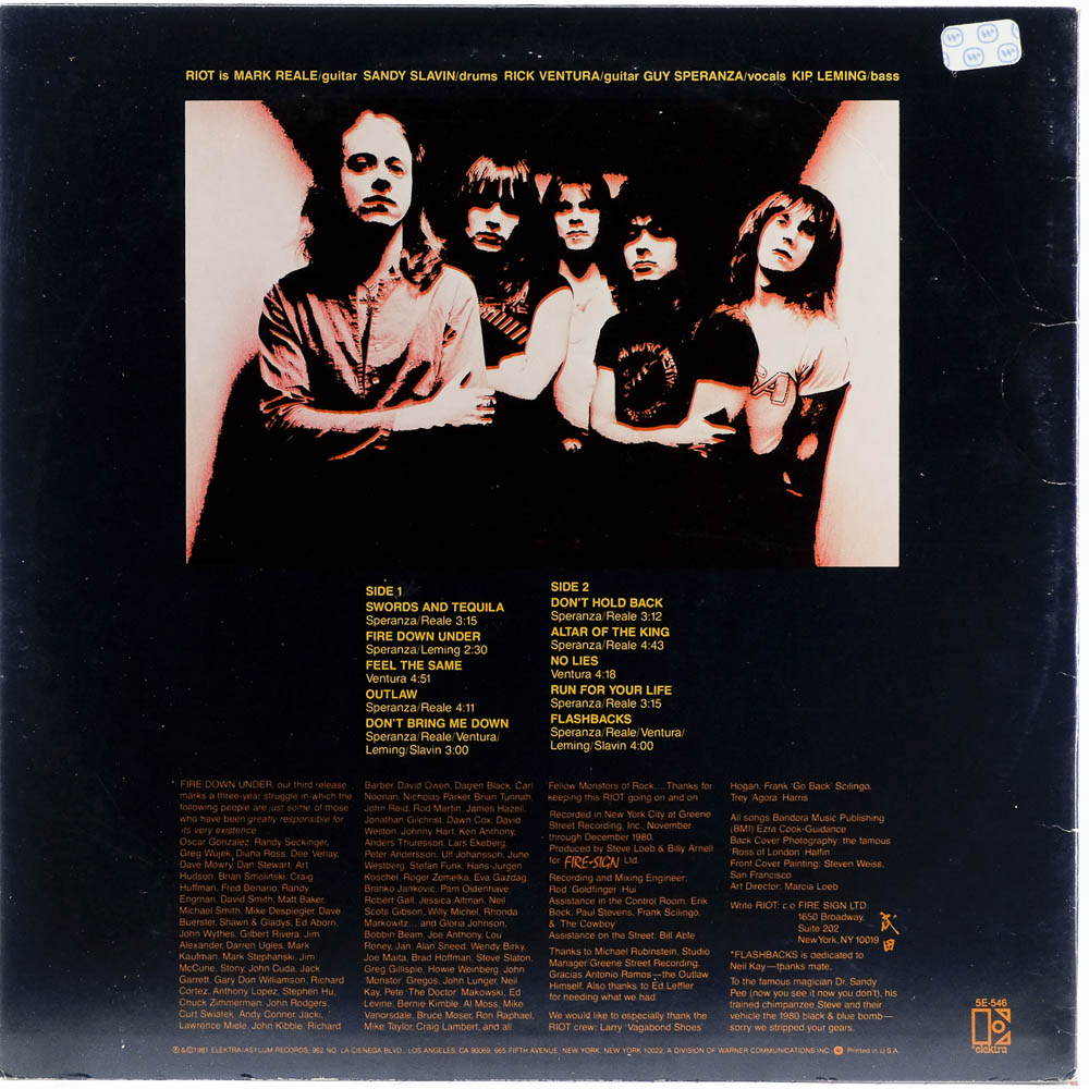 Riot - Fire Down Under - Raw Music Store