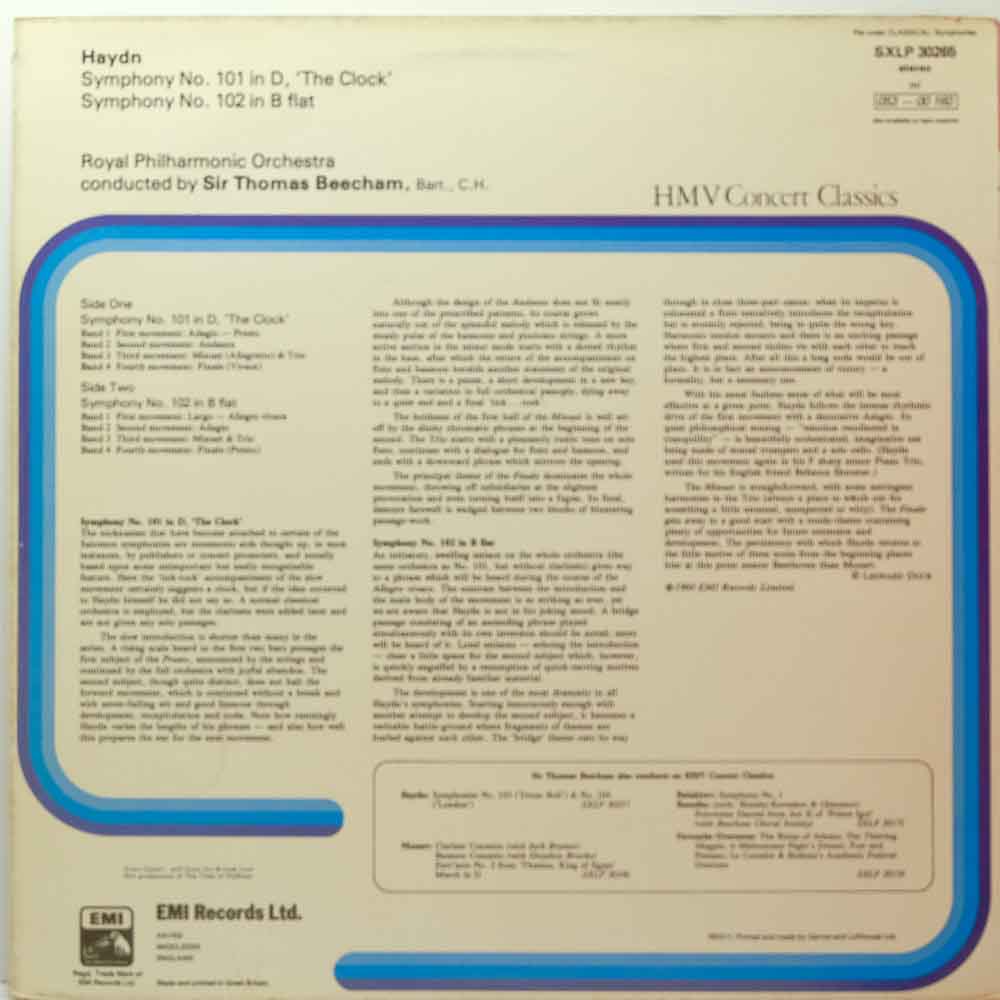 Sir Thomas Beecham Conducts The Royal Philharmonic Orchestra, Joseph Haydn - Symphonies No.101 ...