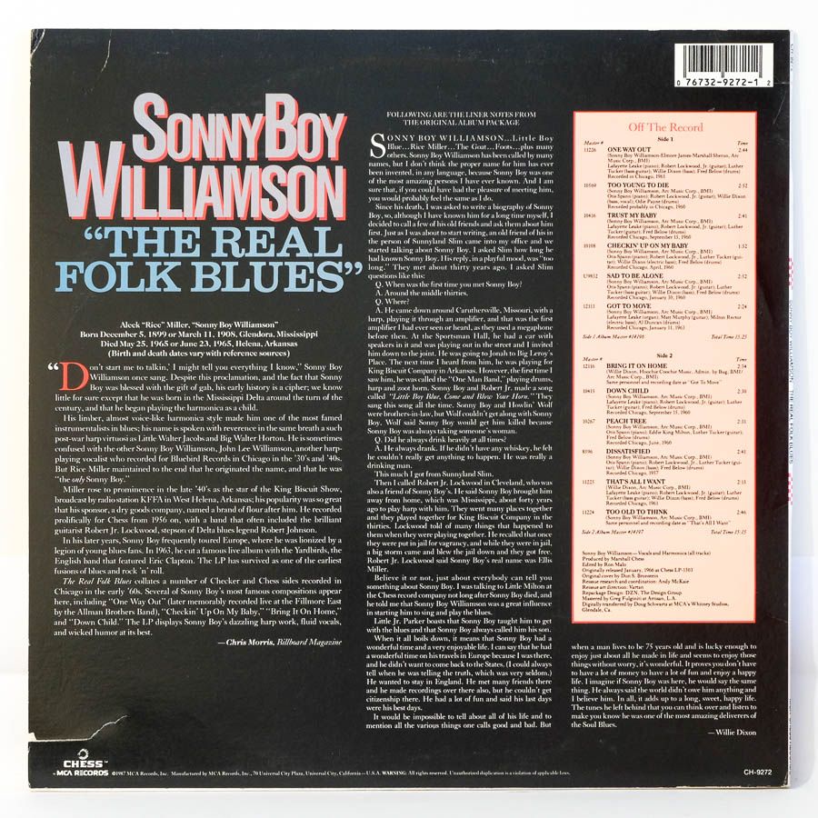 Sonny Boy Williamson - The Real Folk Blues - Raw Music Store