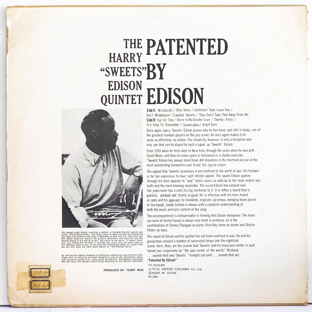 The Harry "Sweets" Edison Quintet - Patented By Edison - Raw Music Store