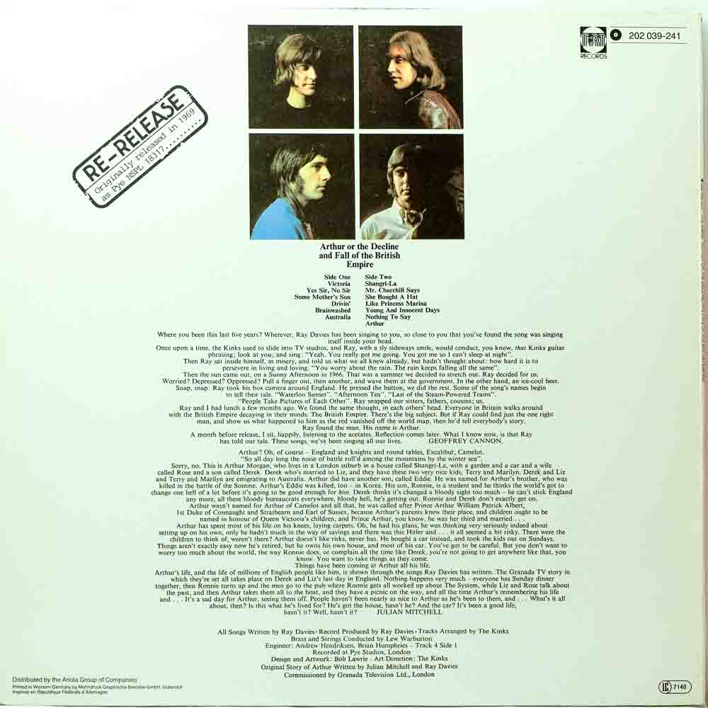 The Kinks - Arthur Or The Decline And Fall Of The British Empire - Raw ...