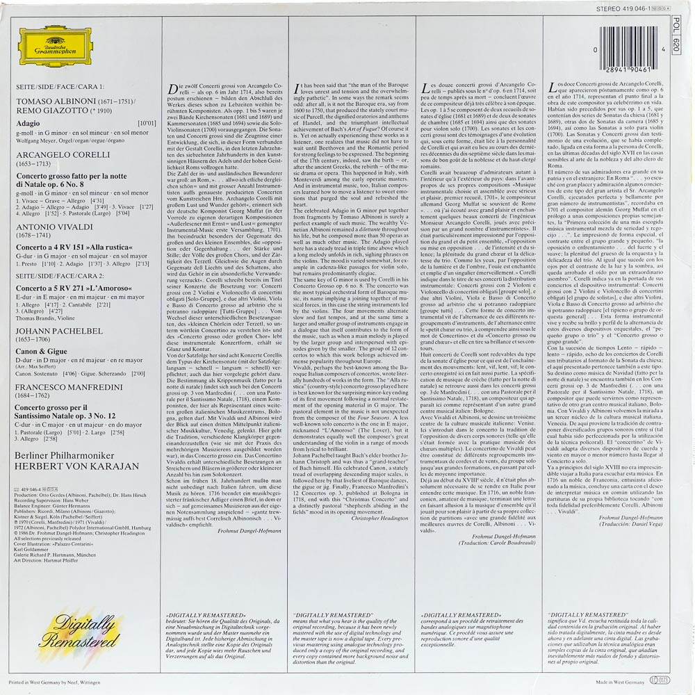 Tomaso Albinoni, Arcangelo Corelli, Antonio Vivaldi, Johann Pachelbel ...