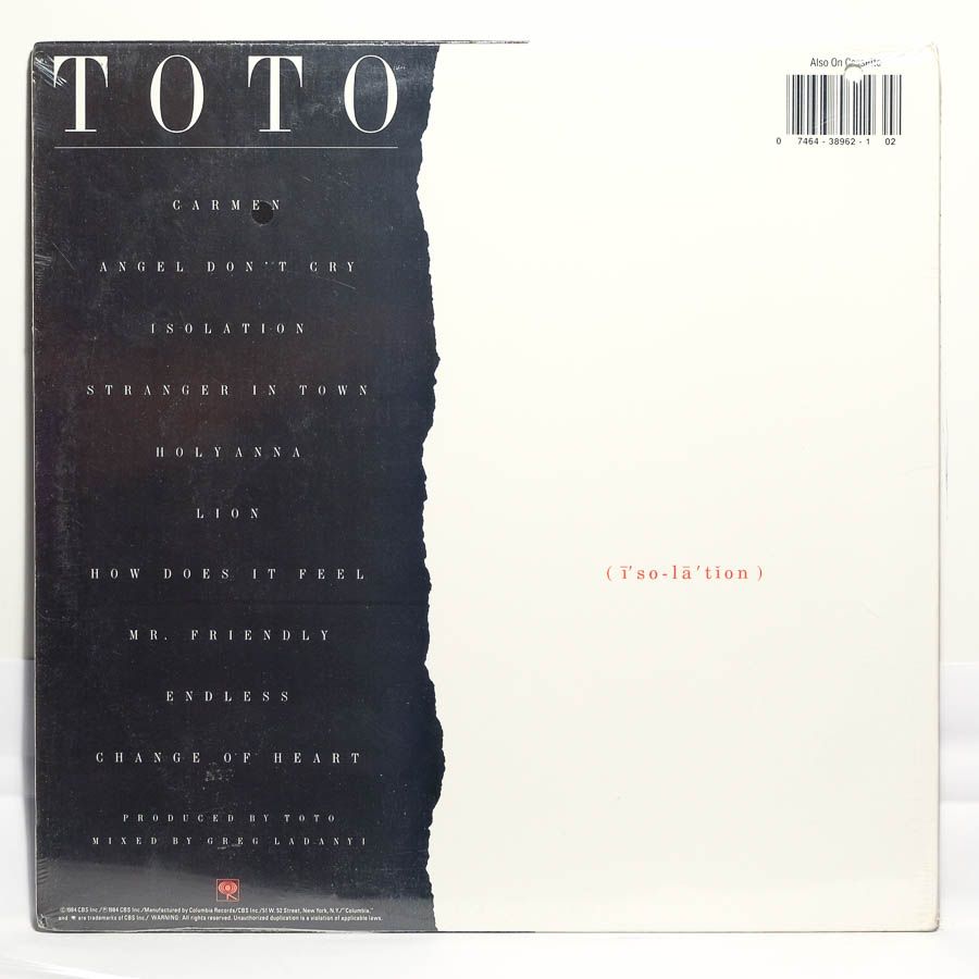 Toto - Isolation - Raw Music Store