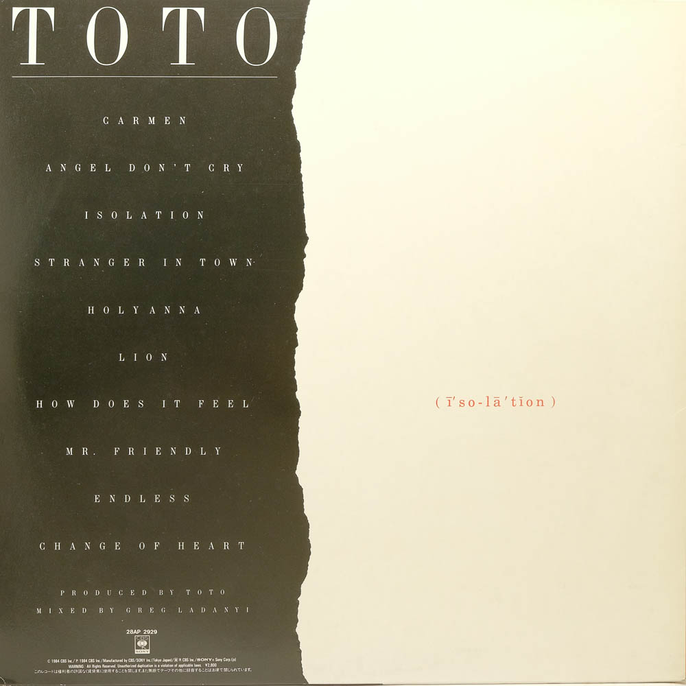 Toto - Isolation - Raw Music Store