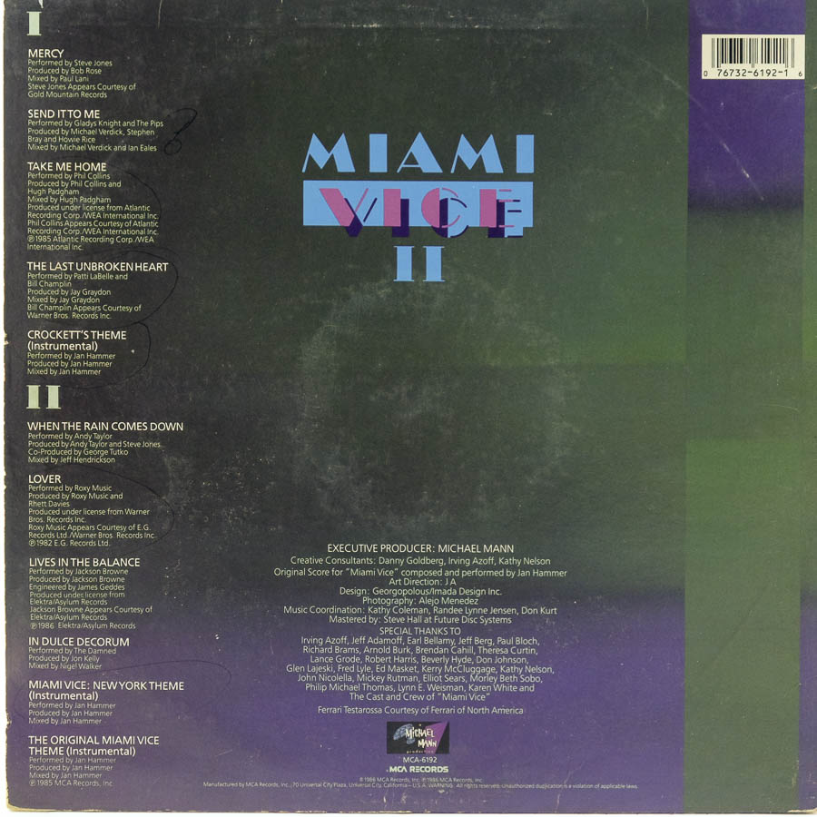 Various - Miami Vice II (New Music From The Television Series, "Miami ...