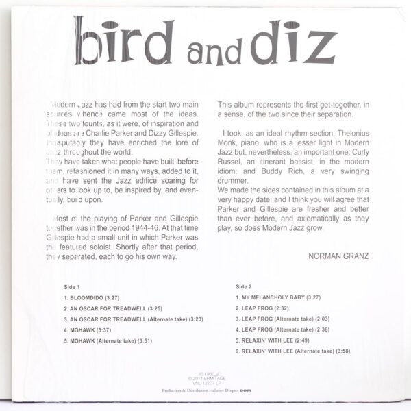 Charlie Parker / Dizzy Gillespie - Bird And Diz - Raw Music Store