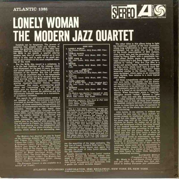 The Modern Jazz Quartet - Lonely Woman - Raw Music Store