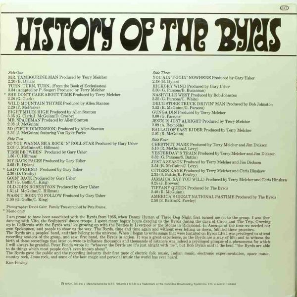 The Byrds - History Of The Byrds - Raw Music Store