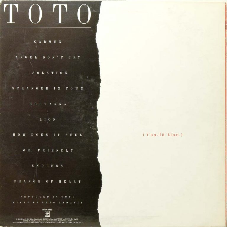 Toto - Isolation - Raw Music Store