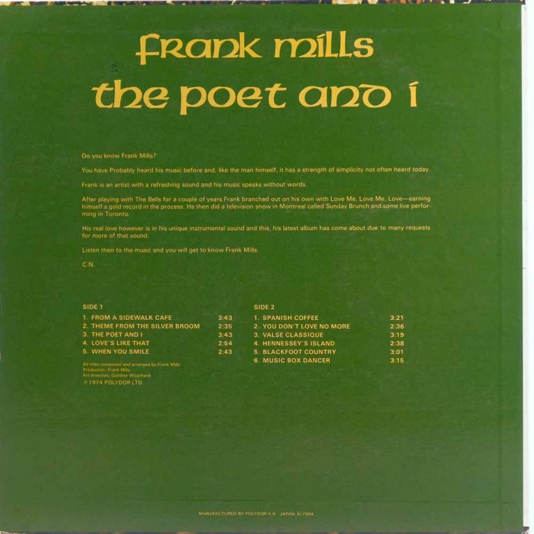 Frank Mills - The Poet And I - Raw Music Store