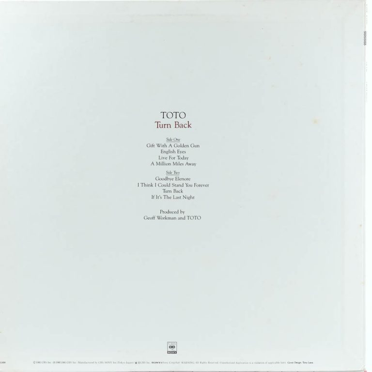 Toto - Turn Back - Raw Music Store