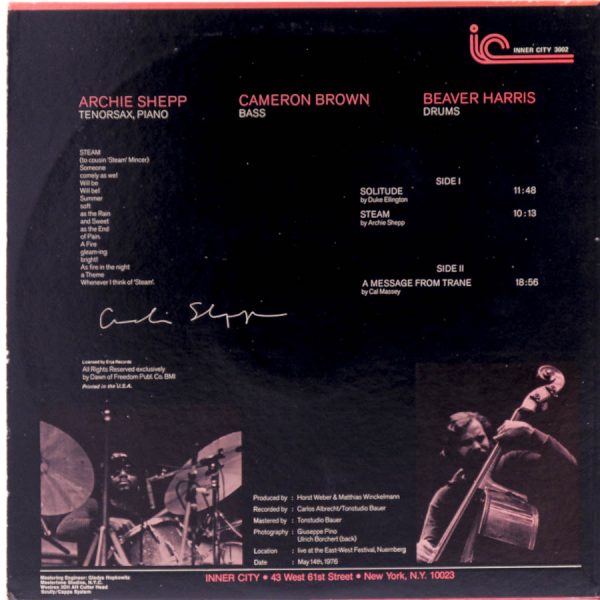 Archie Shepp - Steam - Raw Music Store