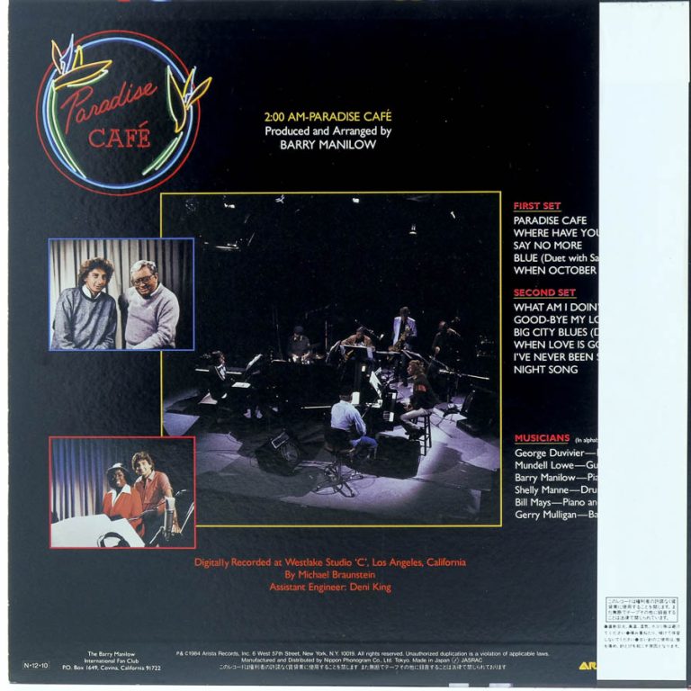 Barry Manilow - 2:00 AM Paradise Cafe - Raw Music Store