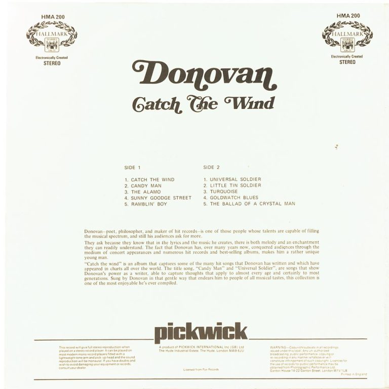 Donovan - Catch The Wind - Raw Music Store