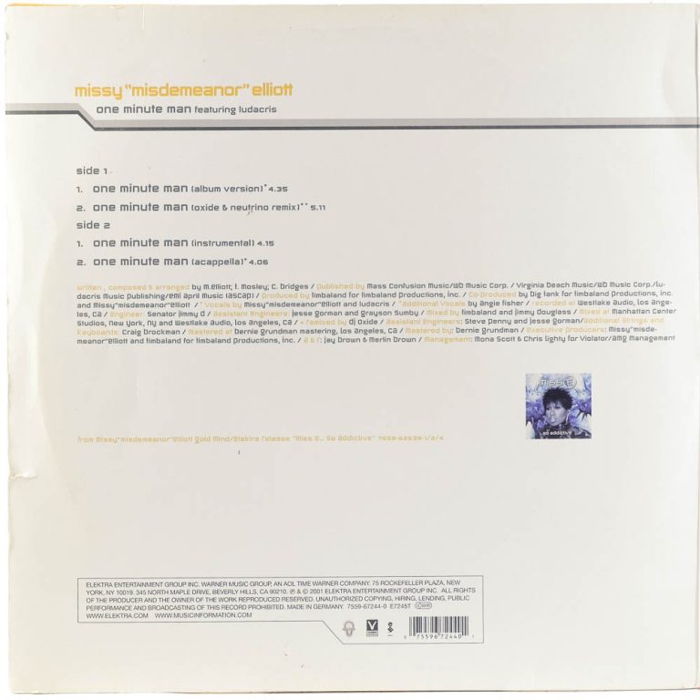 Missy Elliott Featuring Ludacris - One Minute Man - Raw Music Store