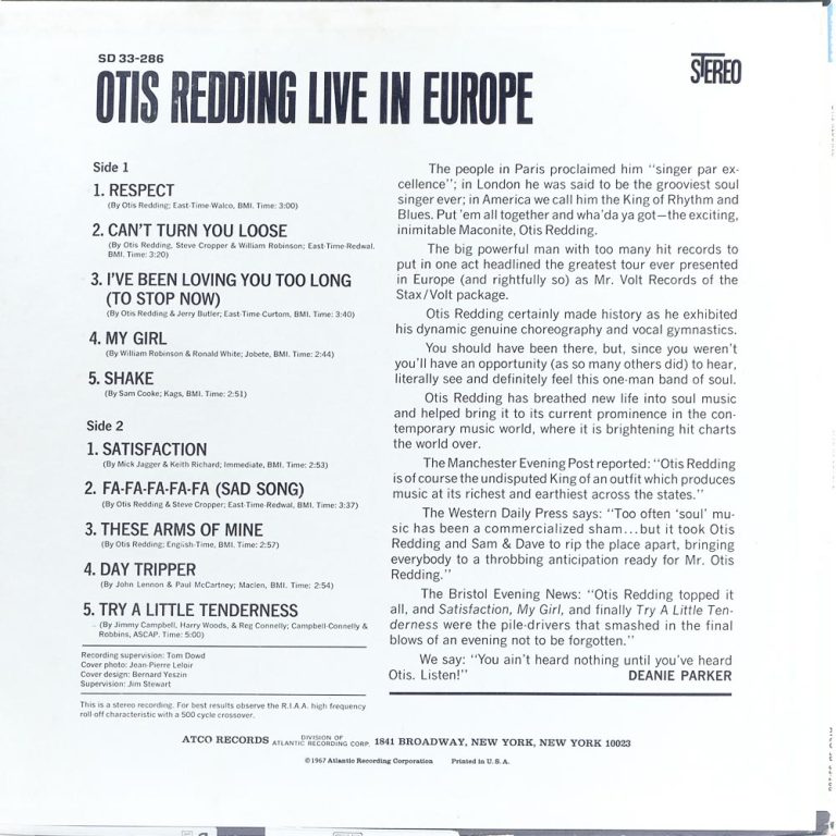 Otis Redding - Live In Europe - Raw Music Store