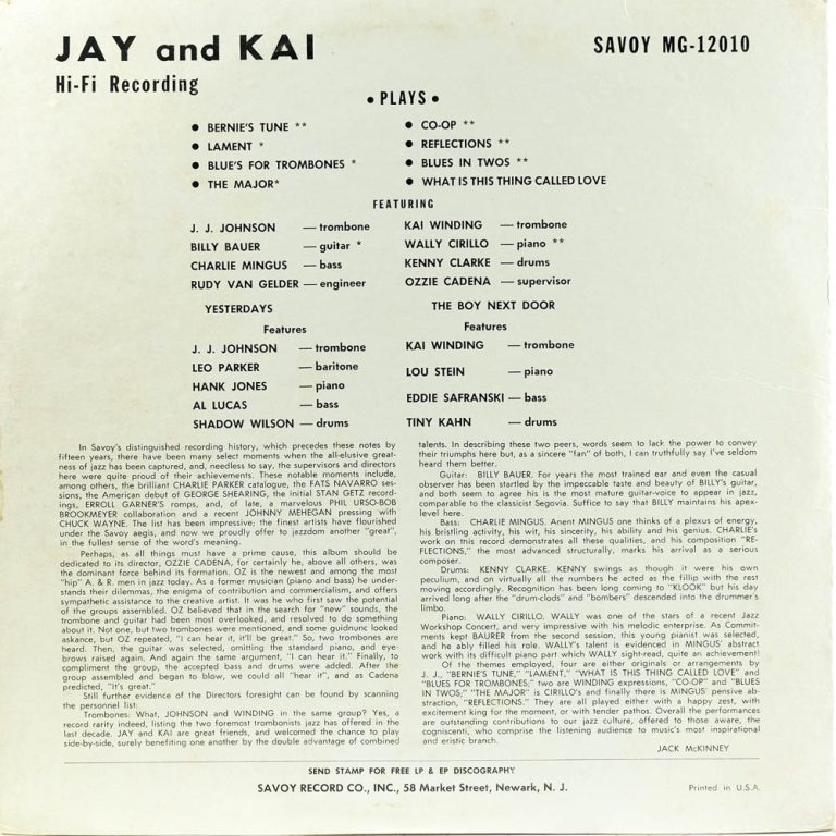 J.J. Johnson & Kai Winding - Jay & Kai - Raw Music Store